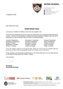 Oxted School Primary Schools Tour Letter 2022 – Nutfield Church Primary ...